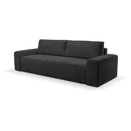 Schlafsofa WERK2 "Hugo" Sofas Gr. B/H/T: 257cm x 85cm x 102cm, Cord, Schlaffunktion und Bettkasten, grau (anthrazit) Design 2-Sitzer Sofa in Cord mit Schlaffunktion & Bettkasten