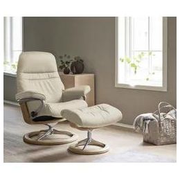 Relaxsessel stressless "Sunrise" Sessel Gr. Leder BATICK, Relaxfunktion-Drehfunktion-PlusTMSystem-Gleitsystem-BalanceAdaptTM, B/H/T: 92cm x 105cm x 80cm, beige (cream batick) mit Signature Base, Größe L, Gestell Eiche