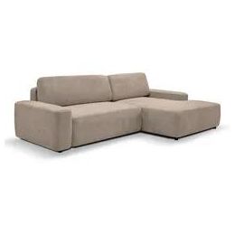 Ecksofa WERK2 "Bully L-Form" Sofas Gr. B/H/T: 264cm x 82cm x 162cm, Struktur weich, Recamiere rechts, Schlaffunktion und Bettkasten, beige Curvy Trend Ecksofa mit Schlaffunktion in weichem Cord