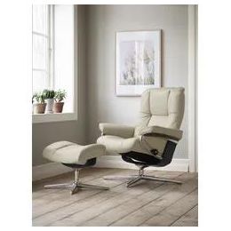 Relaxsessel stressless "Mayfair" Sessel Gr. Leder BATICK, Cross Base Schwarz, Relaxfunktion-Drehfunktion-PlusTMSystem-Gleitsystem-BalanceAdaptTM, B/H/T: 92cm x 103cm x 79cm, beige (cream batick) mit Hocker, Cross Base, Größe S, M & L, Holzakzent Schwarz