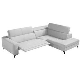 Ecksofa Egoitaliano "Edith, Designsofa mit hohem Sitzkomfort, L-Form" Sofas Gr. B/H/T: 269cm x 96cm x 203cm, Leder BULL, Ottomane rechts, weiß inkl. elektrischer Relaxfunktion und manuell verstellbaren Kopfteilen