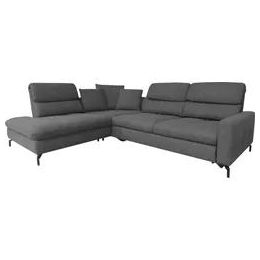 Ecksofa Alina "Louis" Sofas Gr. B/H/T: 286cm x 127cm x 228cm, Struktur fein TCM, Ottomane links, ohne Bettfunktion, grau (dunkelgrau tcm 89) Breite 286 cm, Rückenlehnenverstellung, wahlweise mit Bettfunktion