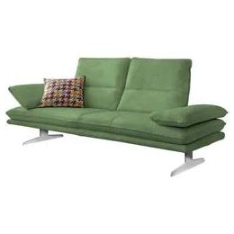 2-Sitzer W.Schillig "broadway" Sofas Gr. B/H/T: 216cm x 94cm x 96cm, Longlife Xtra-Leder Z69, Longchair links, mit Sitztiefenverstellung-mit Kopfteilverstellung-mit Seitenteilverstellung, grün (grün z69) Sitztiefenverstellung, Kopfteil- & Seitenteilverstellung, Breite 216cm