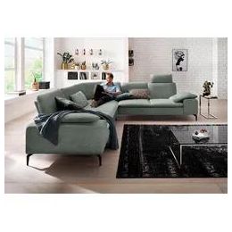 Ecksofa W.Schillig "valentinoo" Sofas Gr. B/H/T: 318cm x 83cm x 298cm, Chenille-Flachgewebe R66, langer Schenkel links, mit Sitztiefenverstellung, blau (niagara r66) mit Sitztiefenverstellung, Breite 318 cm