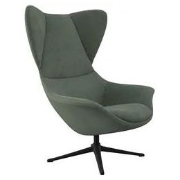 Ohrensessel FLEXLUX "Stilo Relaxsessel, TV-Sessel" Sessel Gr. Struktur, B/H/T: 90 cm x 115 cm x 88 cm, grün (dusty green) Solitär, Stil-Ikone, drehbar, Fuß schwarz