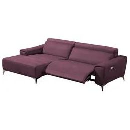 Ecksofa Egoitaliano "Suzette, Designsofa mit hohem Sitzkomfort", lila (plum), B:266cm H:95cm T:163cm, Sofas, mit Recamiere, inkl. 1 elektronischen Relaxfunktion, L-Form