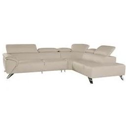 Ecksofa NICOLETTI HOME Sofas Gr. B/H/T: 285cm x 72cm x 227cm, Leder TOUCH, Ottomane rechts, beige (beige chiaro) Breite 285cm, mit verstellbarer Kopfstütze, Ottomane links oder rechts