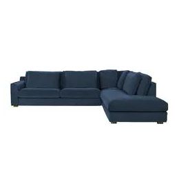 Ecksofa furninova "Grande" Sofas Gr. B/H/T: 321cm x 84cm x 271cm, Velours EROS, Ottomane rechts, blau (petrol) besonders guter Komfort durch lose, doppelte Rückenkissen