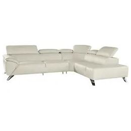 Ecksofa NICOLETTI HOME Sofas Gr. B/H/T: 285cm x 72cm x 227cm, Leder TOUCH, Ottomane rechts, beige (ghiaccio) Breite 285cm, mit verstellbarer Kopfstütze, Ottomane links oder rechts