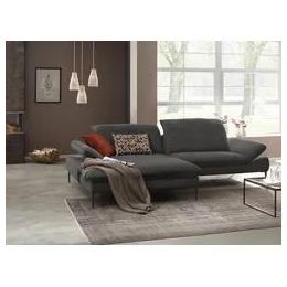 Ecksofa W.Schillig "enjoy&MORE" Sofas Gr. B/H/T: 294cm x 87cm x 185cm, Chenille-Flachgewebe R66, Recamiere links, mit Kopfteilverstellung-mit Armlehnenverstellung-mit Sitztiefenverstellung, grau (anthrazit r66) Sitztiefenverstellung, Füße bronze pulverbeschichtet, Breite 294 cm