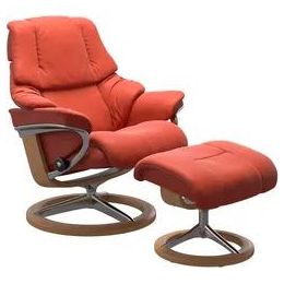 Relaxsessel stressless "Reno" Sessel Gr. Material Bezug, Material Gestell, Ausführung / Funktion, Maße, braun (henna) mit Hocker, Signature Base, Größe S, M & L, Gestell Eiche