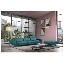 3-Sitzer Egoitaliano "Gloria, super bequem, hochwertige Verarbeitung, edles Design, Megasofa" Sofas Gr. B/H/T: 327cm x 96cm x 109cm, Luxus-Microfaser BLUSH, blau (teal) beidseitig verstellbare Rückenelemente, mit Designmetallfüßen