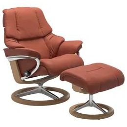 Relaxsessel stressless "Reno" Sessel Gr. Leder PALOMA, Signature Base Eiche, Relaxfunktion-Drehfunktion-PlusTMSystem-Gleitsystem-BalanceAdaptTM, B/H/T: 92cm x 100cm x 80cm, rot (henna paloma) mit Signature Base, Größe S, M & L, Gestell Eiche