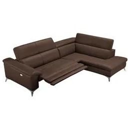 Ecksofa Egoitaliano "Martine" Sofas Gr. B/H/T: 272 cm x 96 cm x 203 cm, Leder BULL, Ottomane rechts, mit elektrischer Relaxfunktion-mit manueller Kopfteilverstellung, braun (chocolate) mit Ottomane, elektrischer Relaxfunktion und Kopfteilverstellung