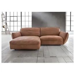 Ecksofa BETYPE "Be Type Be Chilled, L-Form" Sofas Gr. B/H/T: 260 cm x 85 cm x 180 cm, Leder PALLINO, Recamiere links, braun (cognac) in 2 Breiten mit stylischer und offener Nahtführung