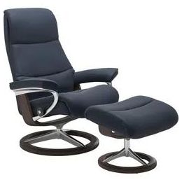 Relaxsessel stressless "View" Sessel Gr. Leder PALOMA, Cross Base Wenge, Relaxfunktion-Drehfunktion-PlusTMSystem-Gleitsystem-BalanceAdaptTM, B/H/T: 82cm x 109cm x 81cm, blau (oxford paloma) mit Signature Base, Größe M,Gestell Wenge