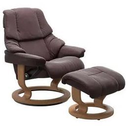 Relaxsessel stressless "Reno" Sessel Gr. Material Bezug, Material Gestell, Ausführung / Funktion, Maße B/H/T, rot (bordeaux) mit Classic Base, Größe S, M & L, Gestell Eiche