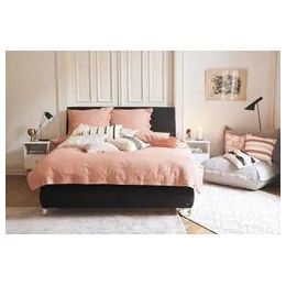 Boxspringbett Tom Tailor HOME "SOFT LINES BOX" Komplettbetten Gr. Struktur fein TBO ohne Tom Tailor Print, Liegefläche B/L: 140 cm x 200 cm, H3, 5-Zonen-Tonnentaschen-Federkernmatratze, schwarz (deep black tbo 10) Boxspringbett mit geschwungenem Kopfteil horizontaler Steppung, ohne Print