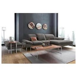 Ecksofa W.Schillig "enjoy&MORE" Sofas Gr. B/H/T: 310cm x 87cm x 185cm, Stoff S37, Recamiere rechts, mit Kopfteilverstellung-mit Armlehnenverstellung-mit Sitztiefenverstellung, grau (antracite s37) mit Sitztiefenverstellung, Füße silber matt, Breite 310 cm