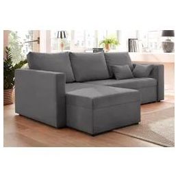 Ecksofa Home Affaire "Pur L-Form" Sofas Gr. B/H/T: 224cm x 87cm x 160cm, Luxus-Microfaser ALTARA NUBUCK, Recamiere links, ohne Bettfunktion, grau wahlweise mit Bettfunktion