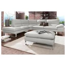 Ecksofa Calia italia "Dave, italienisches Designsofa mit erstklassigem Sitzkomfort, L-Form" Sofas Gr. B/H/T: 297cm x 87cm x 97cm, Leder SORRENTO, Ottomane links, grau mit tollen Lederbezügen