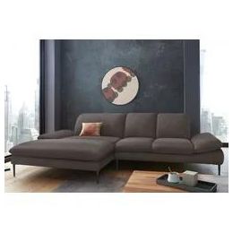 Ecksofa W.Schillig "enjoy&MORE" Sofas Gr. B/H/T: 310cm x 87cm x 185cm, Longlife Xtra-Leder Z59, Recamiere links, mit Kopfteilverstellung-mit Armlehnenverstellung-mit Sitztiefenverstellung, braun (braun z59) Sitztiefenverstellung, Füße schwarz pulverbeschichtet, Breite 310 cm