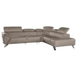 Ecksofa NICOLETTI HOME Sofas Gr. B/H/T: 285cm x 72cm x 227cm, Leder TOUCH, Ottomane rechts, braun (taupe scuro) Breite 285cm, mit verstellbarer Kopfstütze, Ottomane links oder rechts