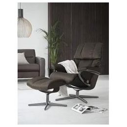 Relaxsessel stressless "Reno" Sessel Gr. Leder BATICK, Cross Base Wenge-S, Relaxfunktion-Drehfunktion-PlusTMSystem-Gleitsystem-BalanceAdaptTM, B/H/T: 79cm x 99cm x 75cm, braun (brown batick) mit Cross Base, Größe S, M & L, Holzakzent Wenge