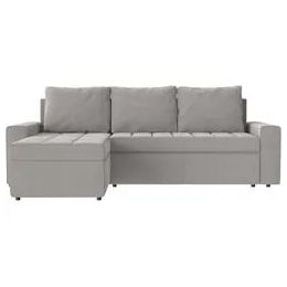 Ecksofa Inosign "Marik" Sofas Gr. B/H/T: 230cm x 90cm x 155cm, Struktur fein, Recamiere links, mit Armlehnen, grau (flint grey) mit Bettfunktion