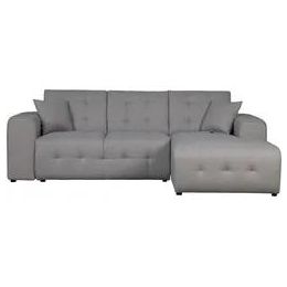 Ecksofa Home Affaire "Nosia L-Form" Sofas Gr. B/H/T: 234cm x 85cm x 163cm, Struktur fein, Recamiere rechts, grau (hellgrau) incl. 2 Zierkissen, mit feiner Steppung