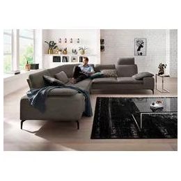 Ecksofa W.Schillig "valentinoo" Sofas Gr. B/H/T: 318 cm x 83 cm x 298 cm, Chenille-Flachgewebe R66, langer Schenkel links, mit Sitztiefenverstellung, braun (brown r66) mit Sitztiefenverstellung, Breite 318 cm