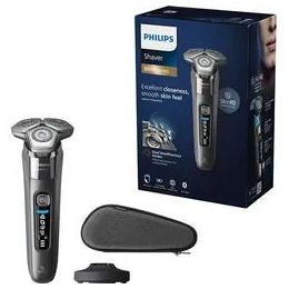 Elektrorasierer Philips "Shaver Series 8000 S8697/35" grau Ladestand, Etui, mit SkinIQ Technologie