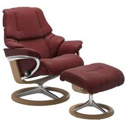 Relaxsessel stressless "Reno" Sessel Gr. Leder PALOMA, Signature Base Eiche, Relaxfunktion-Drehfunktion-PlusTMSystem-Gleitsystem-BalanceAdaptTM, B/H/T: 92cm x 100cm x 80cm, rot (cherry paloma) mit Signature Base, Größe S, M & L, Gestell Eiche