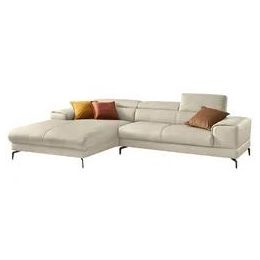 Ecksofa W.Schillig "piedroo" Sofas Gr. B/H/T: 303cm x 70cm x 193cm, Longlife Xtra-Leder Z59, Longchair links, mit Kopfteilverstellung-ohne Sitztiefenverstellung, grau (eisgrau z59) Ecksofa Kopfteilverstellung, wahlweise mit Sitztiefenverstellung, Breite 303cm