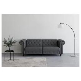 3-Sitzer DOREL HOME "Felix, Schlafsofa 236 cm, (Liegefläche 108x190cm), Rückenlehne" Sofas Gr. B/H/T: 236cm x 83cm x 87cm, Kunstleder, grau 3-fach verstellbar, Velours, Kunstleder, Luxus-Microfaser Vintage