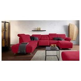 Wohnlandschaft Places of Style "Manhattan U-Form", rot, B:345cm H:102cm T:247cm, Luxus Microfaser2 (90% Polyester, 10% Polyamid);Flachgewebe (100% Polyester);Luxus-Microfaser1 (100% Polyester), Sofas, 2 Sitze mit elektrischer Relaxfunktion, verstellbare Armlehnen