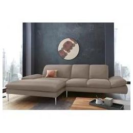 Ecksofa W.Schillig "enjoy&MORE" Sofas Gr. B/H/T: 310cm x 87cm x 185cm, Longlife Xtra-Leder Z59, Recamiere links, mit Kopfteilverstellung-mit Armlehnenverstellung-mit Sitztiefenverstellung, braun (stone z59) mit Sitztiefenverstellung, Füße silber matt, Breite 310 cm