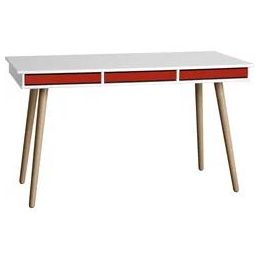 Schreibtisch HAMMEL FURNITURE "Mistral Bürotisch, Arbeitstisch, Tisch, Computertisch" Tische Gr. B/H/T: 137,4 cm x 75 cm x 60 cm, rot Holzbeinen, B: 137,4 cm, Designmöbel