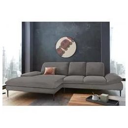 Ecksofa W.Schillig "enjoy&MORE" Sofas Gr. B/H/T: 310cm x 87cm x 185cm, Chenille-Flachgewebe R66, Recamiere links, mit Kopfteilverstellung-mit Armlehnenverstellung-mit Sitztiefenverstellung, grau (grau r66) Sitztiefenverstellung, Füße schwarz pulverbeschichtet, Breite 310 cm