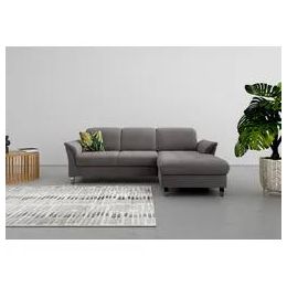 Sit & More Ecksofa SIT & MORE "Maggiore L-Form" Sofas Gr. B/T: 258cm x 173cm, Struktur, mega-Recamiere rechts, mit Kopfteilverstellung-ohne Bettfunktion-ohne Bettkasten-Fussfarbe: Nickel satiniert, grau (fango) wahlweise mit Kopfteilverstellung, Bettfunktion und Bettkasten