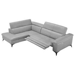 Ecksofa Egoitaliano "Martine" Sofas Gr. B/H/T: 272cm x 96cm x 203cm, Leder BULL, Ottomane links, mit elektrischer Relaxfunktion-mit manueller Kopfteilverstellung, grau (stone) mit Ottomane, elektrischer Relaxfunktion und Kopfteilverstellung