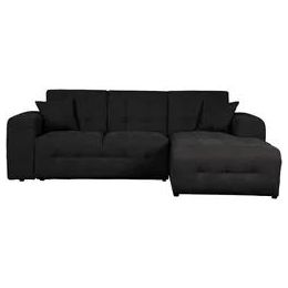 Ecksofa Home Affaire "Nosia L-Form" Sofas Gr. B/H/T: 234cm x 85cm x 163cm, Material, Recamiere rechts, schwarz incl. 2 Zierkissen, mit feiner Steppung