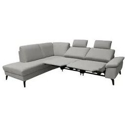 Ecksofa Alina Sofas Gr. B/H/T: 243cm x 118cm x 210cm, Struktur GBA, Ottomane links, mit Relaxfunktion, grau (hellgrau gba 9) inkl. Kopfstützen, wahlweise mit Relaxfunktion, Breite: 243 cm