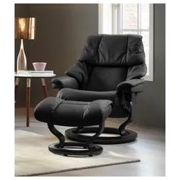 Relaxsessel stressless "Reno" Sessel Gr. Leder PALOMA, Classic Base Schwarz-S, Relaxfunktion-Drehfunktion-PlusTMSystem-Gleitsystem, B/H/T: 75cm x 96cm x 75cm, schwarz (black paloma) mit Classic Base, Größe S, M & L, Gestell Schwarz