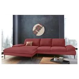 Ecksofa W.Schillig "enjoy&MORE" Sofas Gr. B/H/T: 340cm x 87cm x 185cm, Chenille-Flachgewebe R66, Recamiere links, mit Kopfteilverstellung-mit Armlehnenverstellung-mit Sitztiefenverstellung, rot (rot r66) Sitztiefenverstellung, Füße schwarz pulverbeschichtet, Breite 340 cm