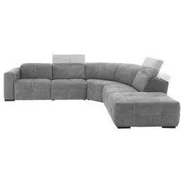 Ecksofa Egoitaliano "Sauvanne" Sofas Gr. B/H/T: 300cm x 100cm x 274cm, Luxus-Microfaser Lederoptik, Ottomane rechts, Ohne elektrische Relaxfunktion, grau (opal grau) wahlweise mit elektrischer Relaxfunktion, Kopfteilverstellung