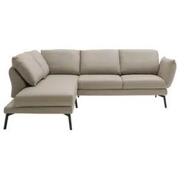 Schöner Wohnen Ecksofa SCHÖNER WOHNEN-KOLLEKTION "L-Form" Sofas Gr. B/H/T: 329cm x 87cm x 259cm, Dickleder, Ottomane links, mit Drehsitzfunktion und Armlehnenfunktion rechts, mit Rückenneigung und Drehsitzfunktion im Eckelement, grau (taupe) Drehsitz-Funktion, USB-Anschluss, Armlehnfunktion, Rückenverstellung