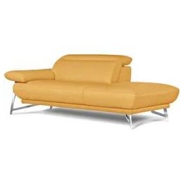 Ottomane Egoitaliano "Anais, Designsofa mit hohem Sitzkomfort, Designfuß" Sofas Gr. B/H/T: 179cm x 74cm x 106cm, Leder BULL, Ottomane rechts, Armlehne links, gelb Solitärmöbel als Blickfang, inkl. verstellbarer Kopfstützen