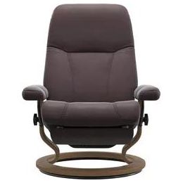 Relaxsessel stressless "Consul" Sessel Gr. Leder PALOMA, PowerTM Leg & Back-Classic Base Eiche-L, Relaxfunktion-Drehfunktion-Integrierte Fußstütze-PlusTMSystem, B/H/T: 85cm x 100cm x 77cm, rot (bordeaux) elektrisch verstellbar, optional 2-motorisch, Größe M & L