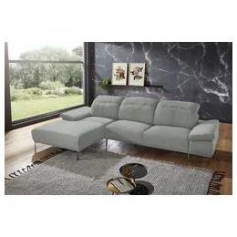 Ecksofa W.Schillig "levi" Sofas Gr. B/H/T: 309cm x 80cm x 182cm, Flachgewebe S22, Longchair links, mit Kopfteilverstellung-mit Armlehnenverstellung-ohne Sitztiefenverstellung, braun (sky s22) inklusive Kopfstützenverstellung & Seitenteilverstellung, Breite 309cm